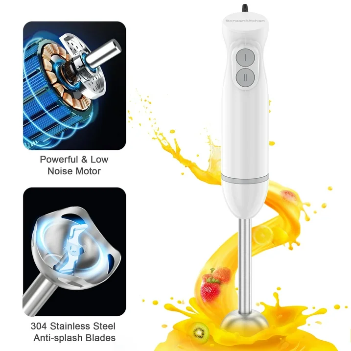 Bonsenkitchen Immersion Hand Blender, White