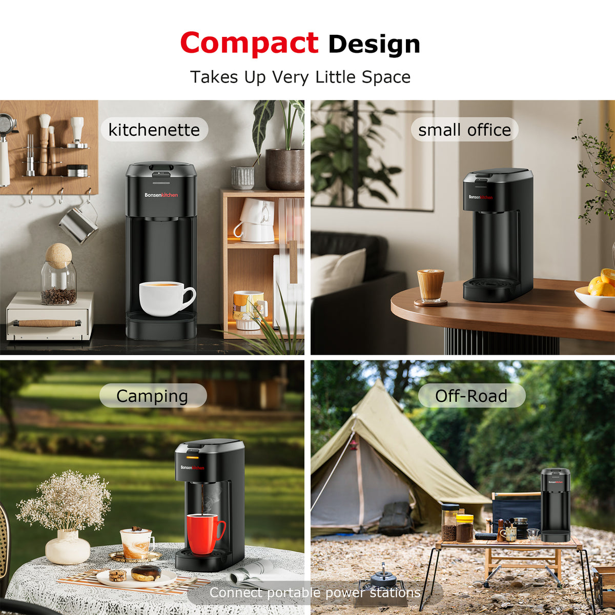 Bonsenkitchen Single Serve Coffee Maker, Coffee Brewer for K Cup Capsu